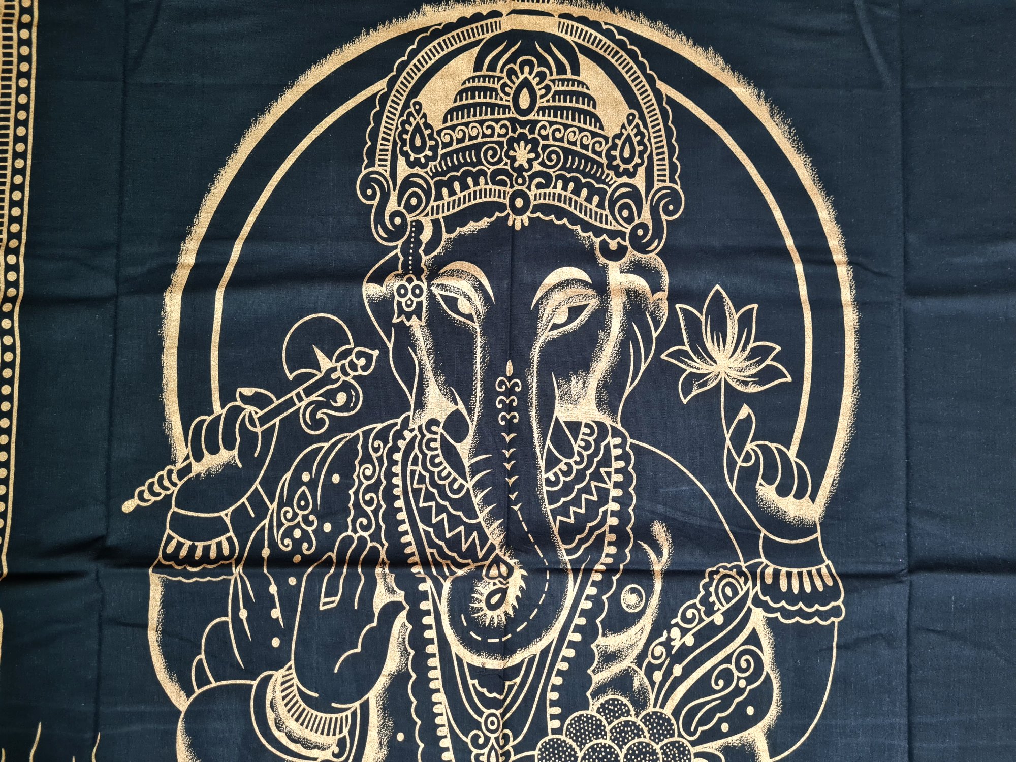 Colcha indiana ou painel de algodão estampa de Ganesha Linha Gold ...