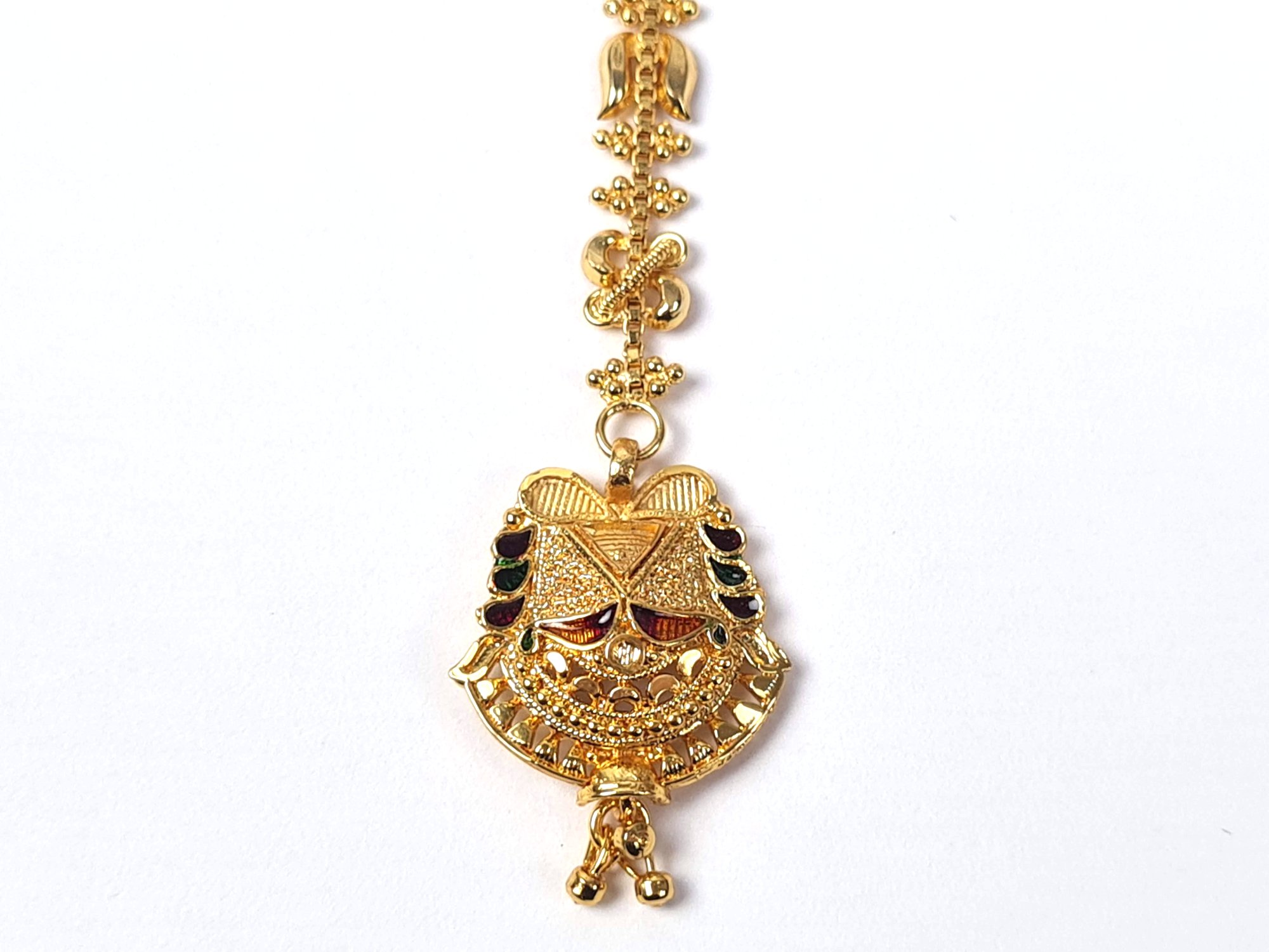 Tika joia indiana de testa dourado com pedrinhas – Bazar Indiano