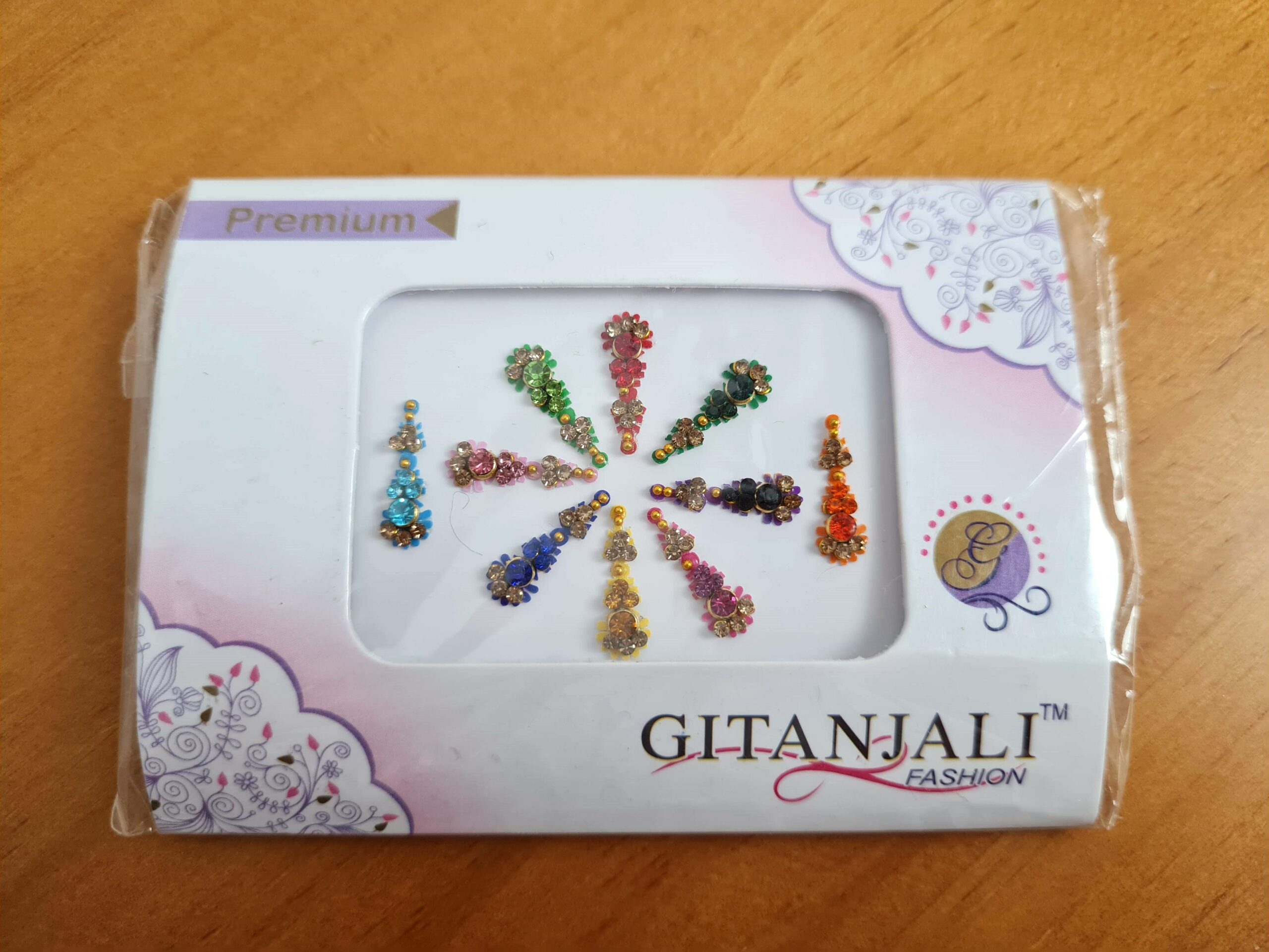 Bindi indiano Gitanjali adesivo para colar entre as sombrancelhas 10 ...